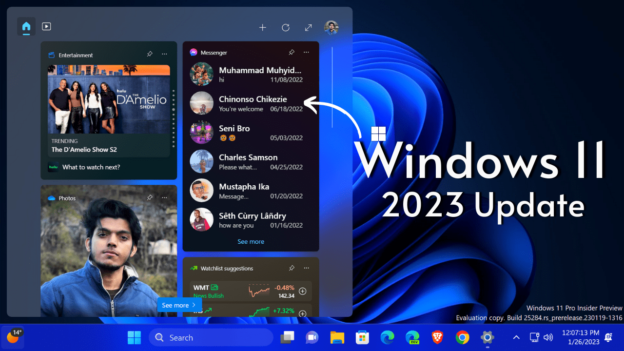 Windows 11 New Update brings Facebook Messenger Widget